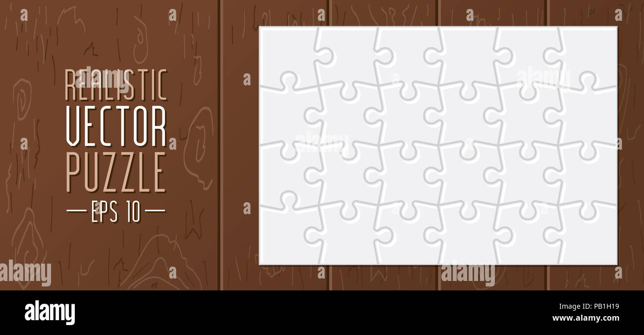 Realistic vector puzzle and wooden background Stock Photo - Alamy