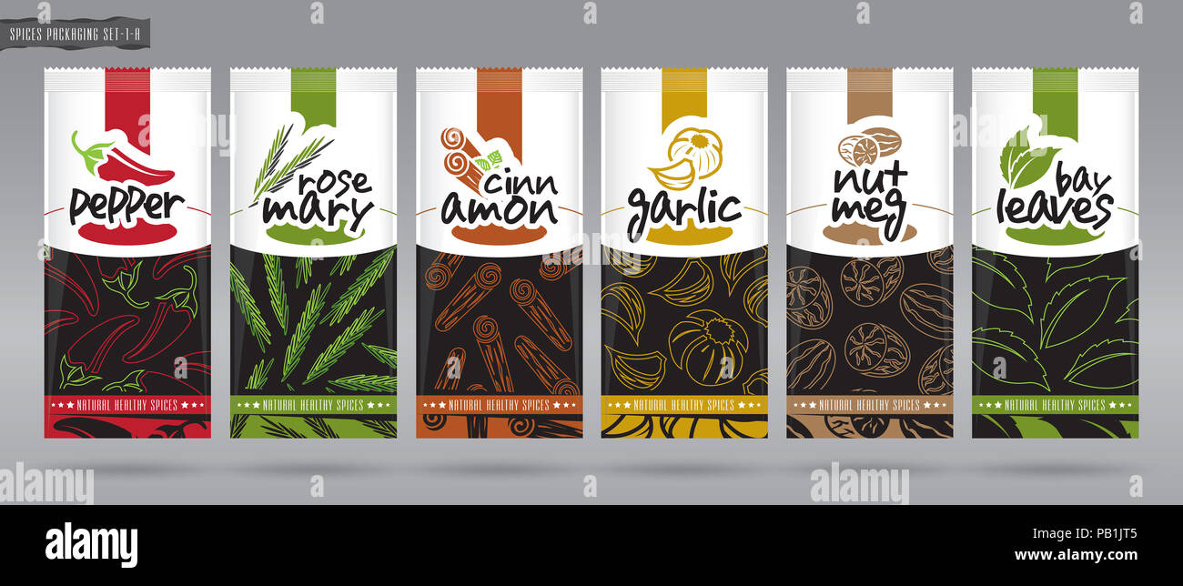Spice packaging set Stock Photo - Alamy