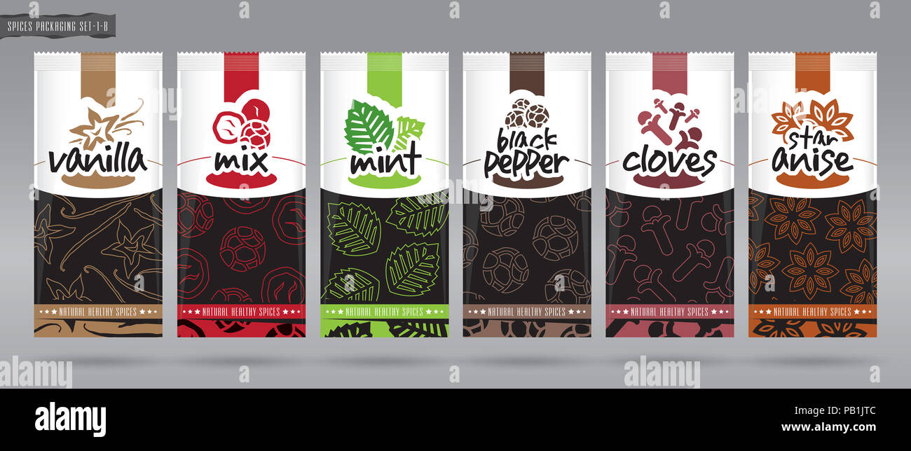 Spice packaging set Stock Photo - Alamy
