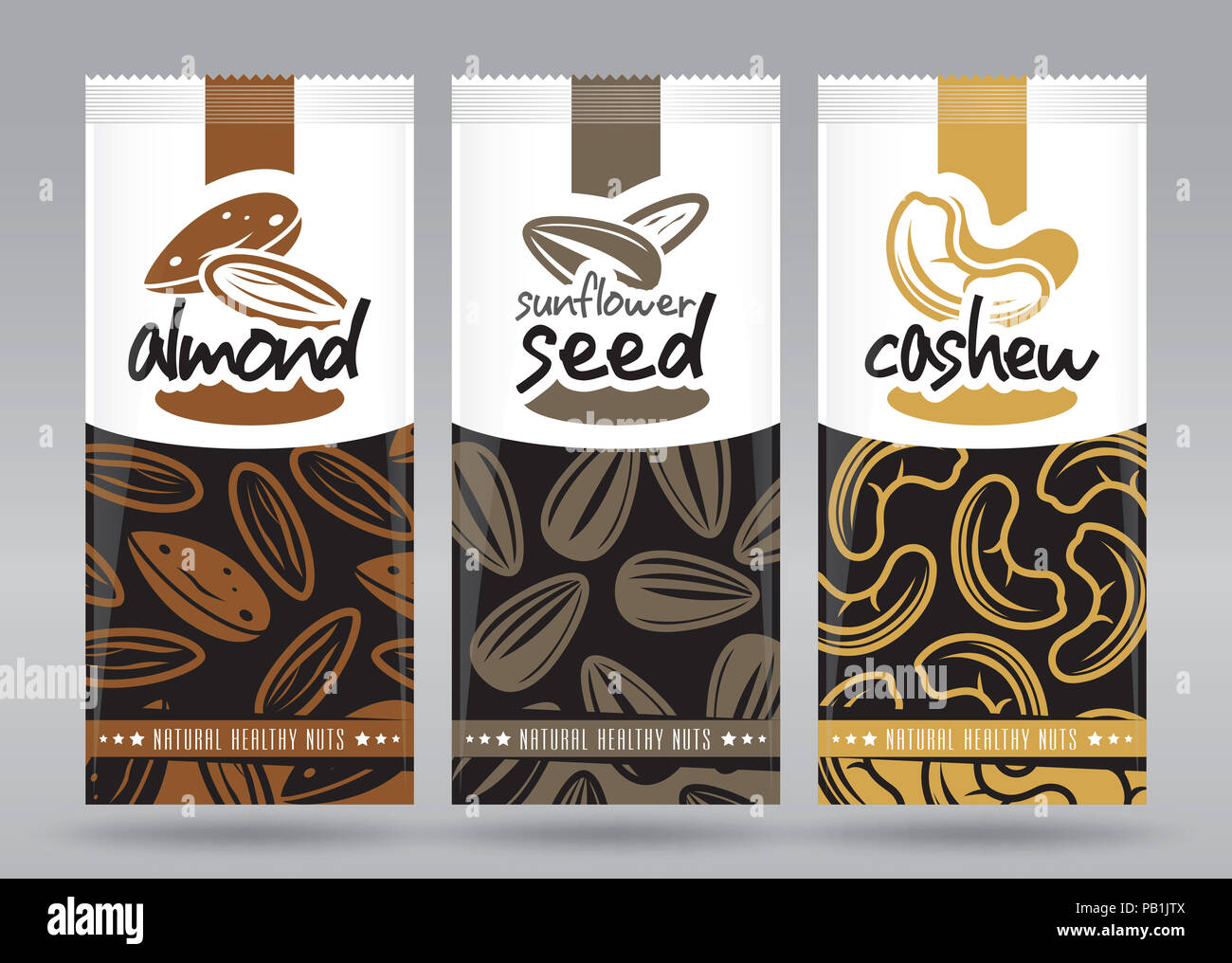 Nuts packaging set Stock Photo - Alamy