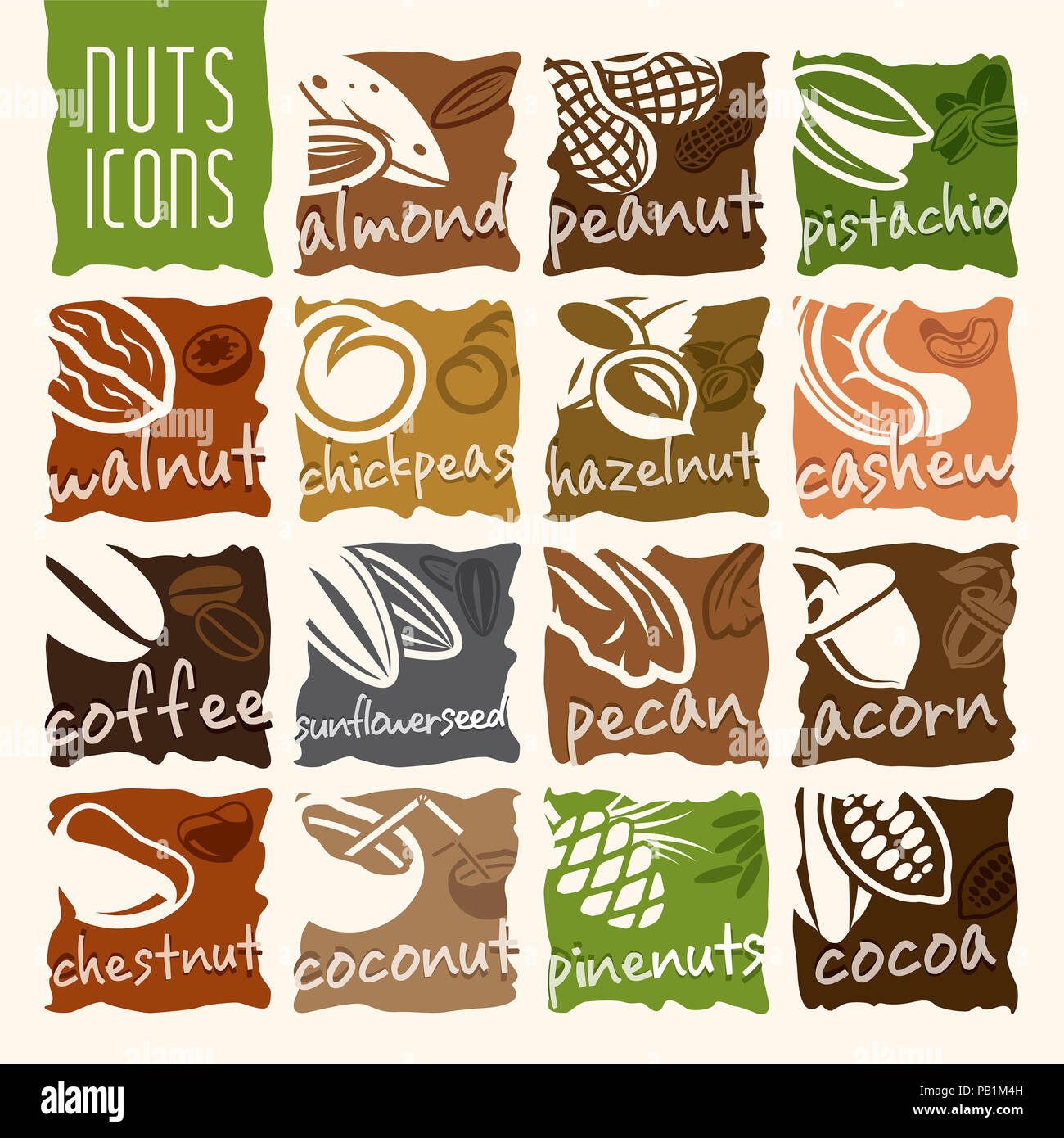 Nuts icon set Stock Photo - Alamy