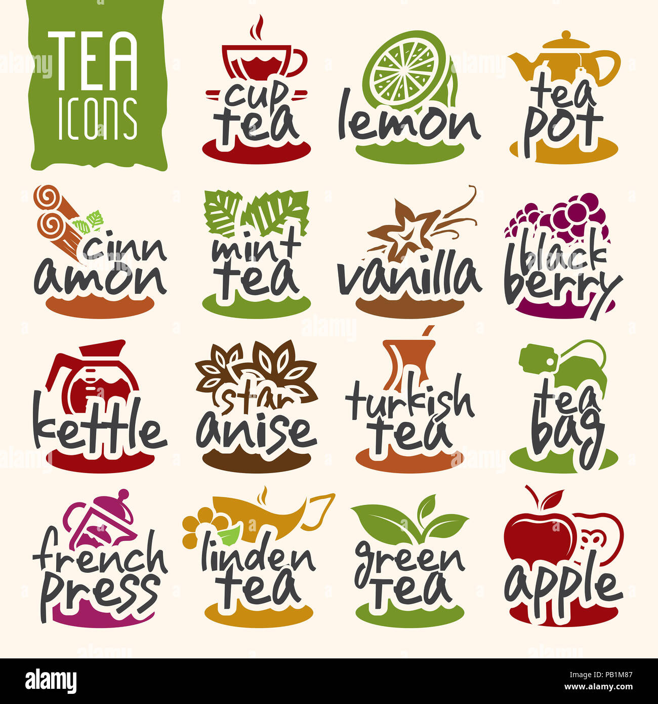 Tea icon set Stock Photo - Alamy