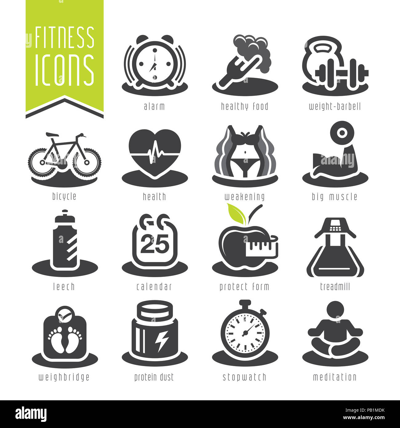 Fitness and wellness icon set Stock Photo - Alamy