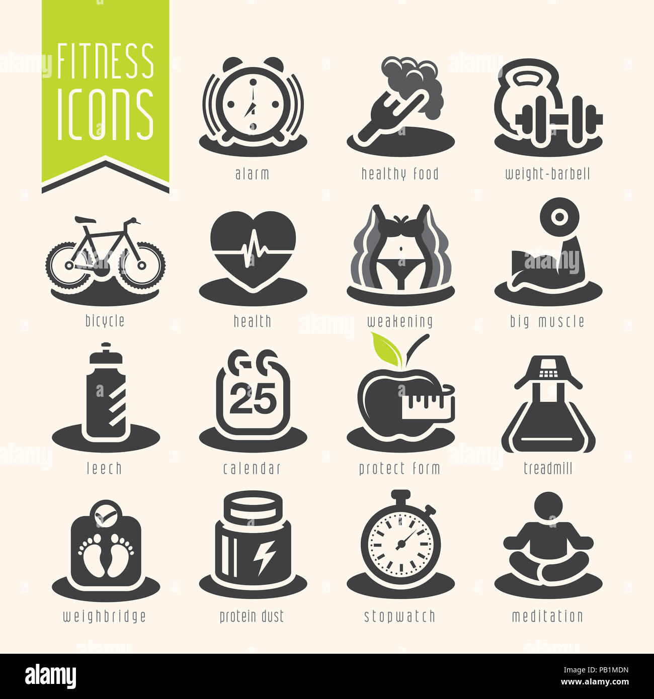 Fitness and wellness icon set Stock Photo - Alamy