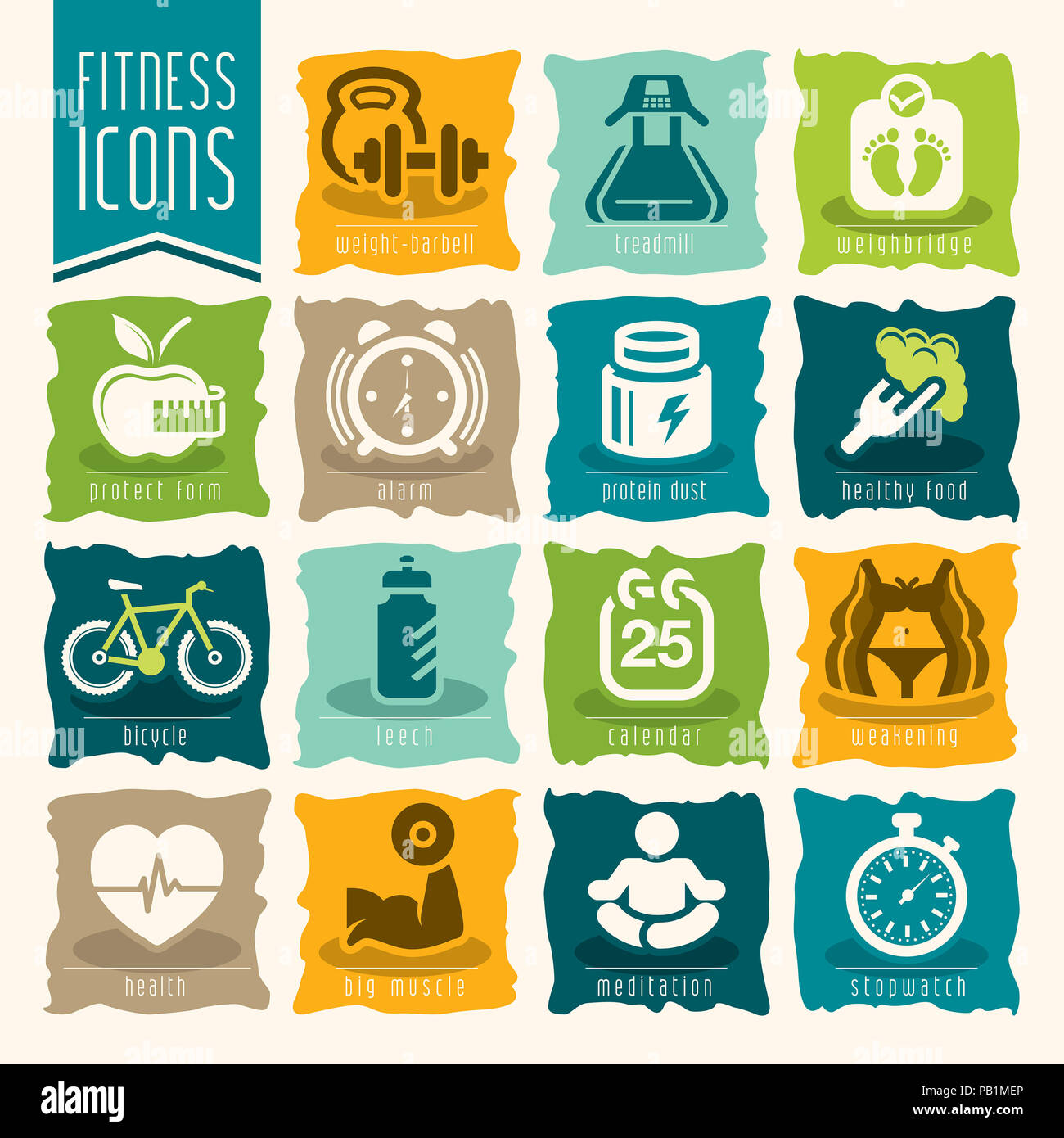 Fitness and wellness icon set Stock Photo - Alamy