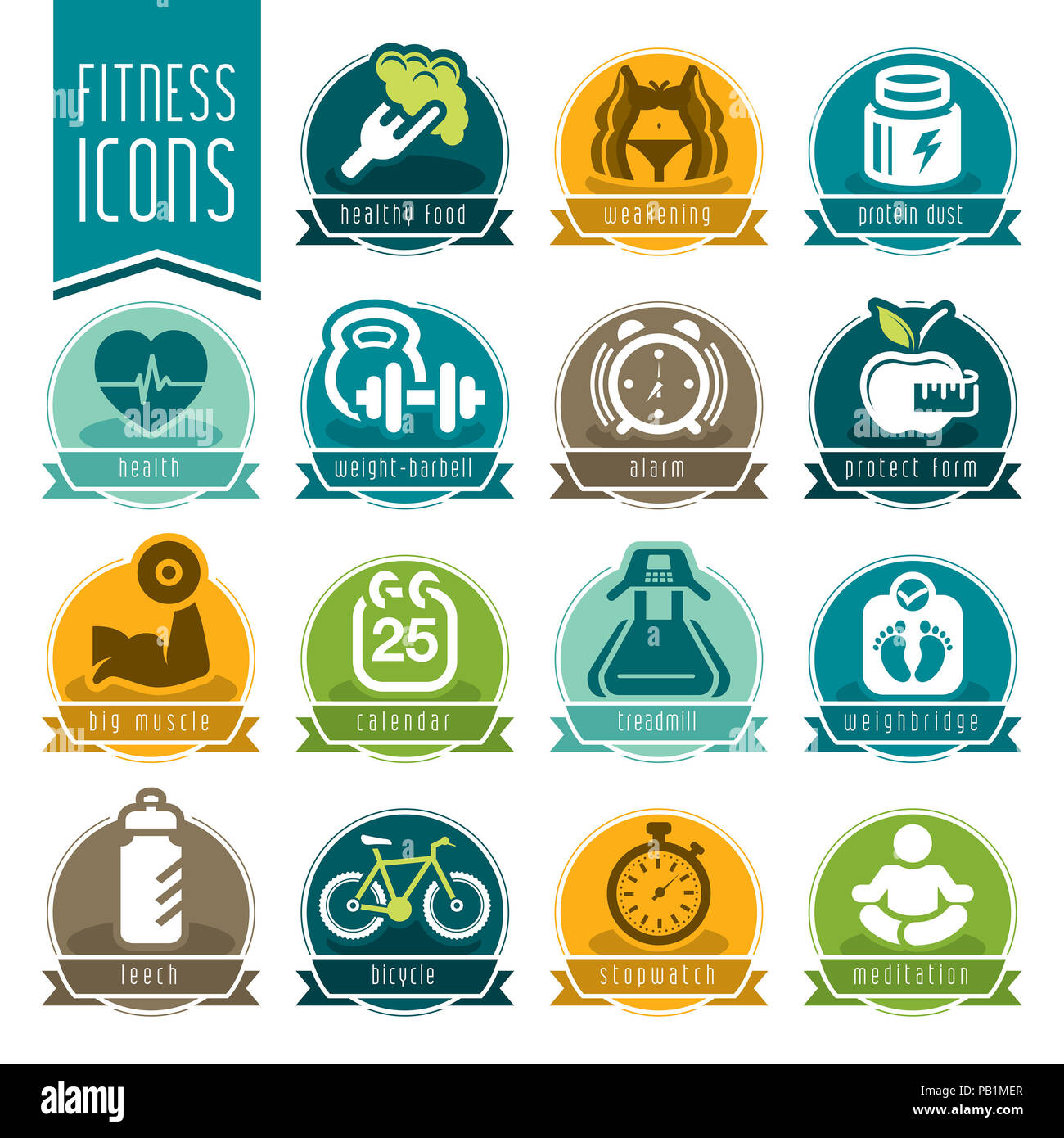 Fitness and wellness icon set Stock Photo - Alamy