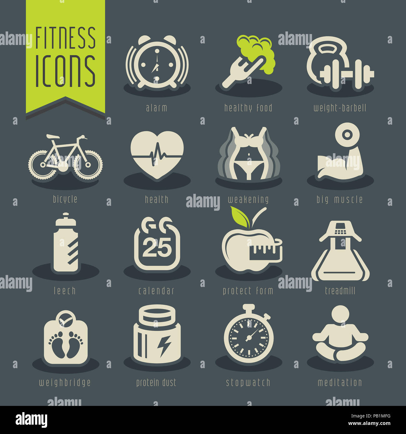 Fitness and wellness icon set Stock Photo - Alamy