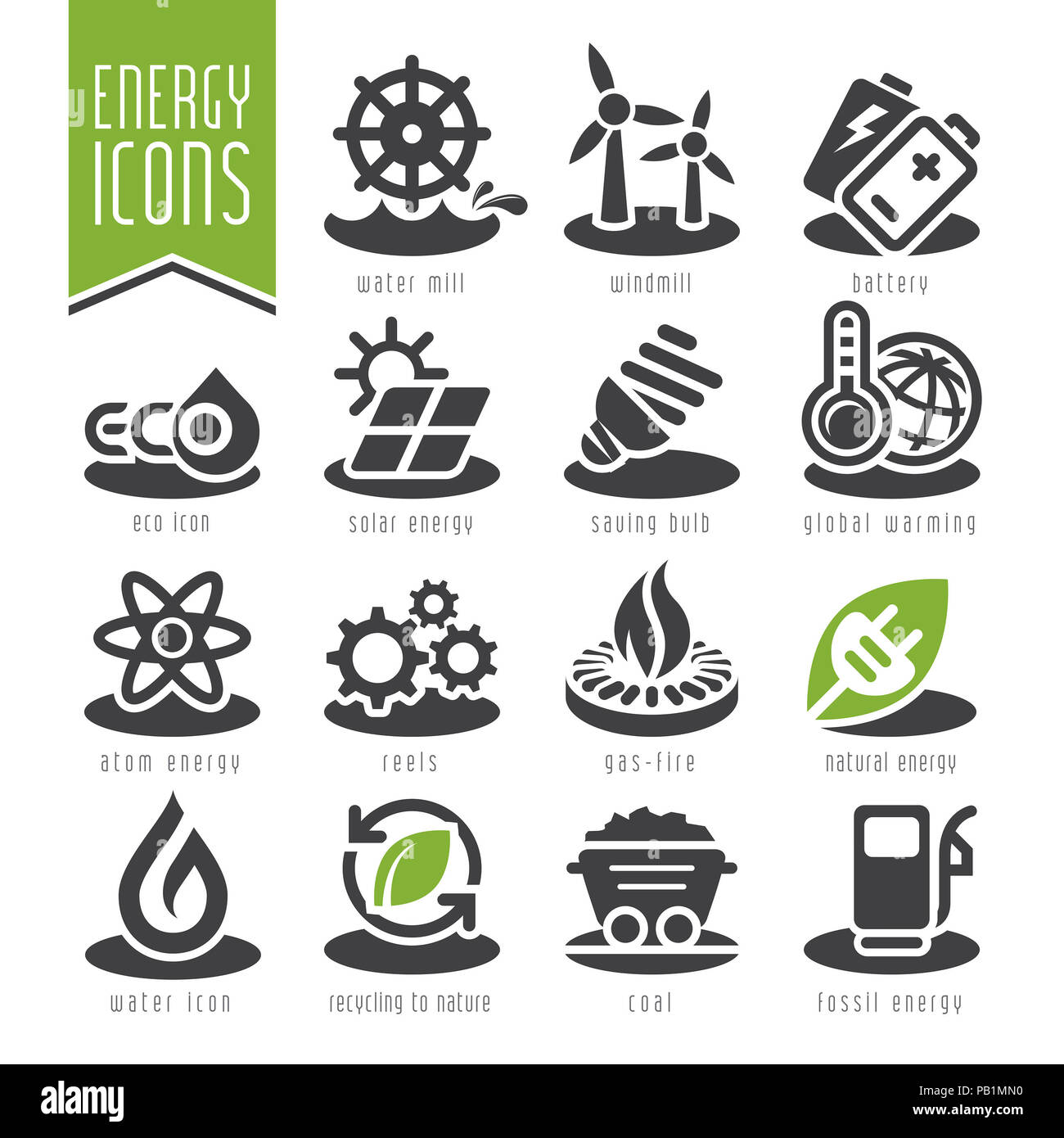 Energy icon set Stock Photo - Alamy