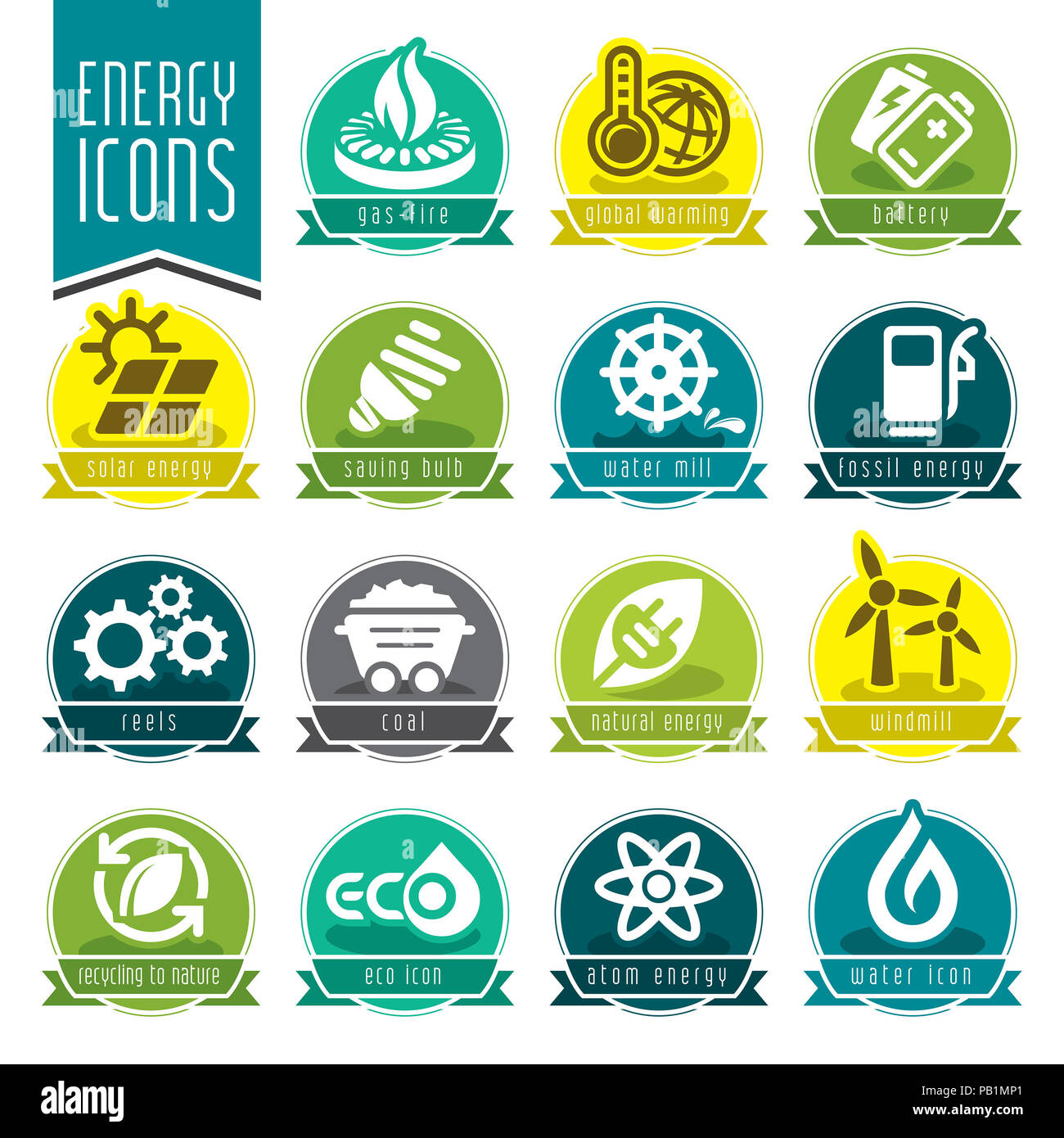 Energy icon set hi-res stock photography and images - Alamy
