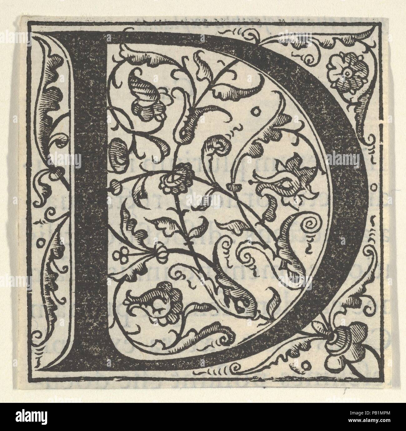 Initial letter D with garlands. Dimensions: Sheet: 2 3/8 × 2 3/8 in. (6 ...