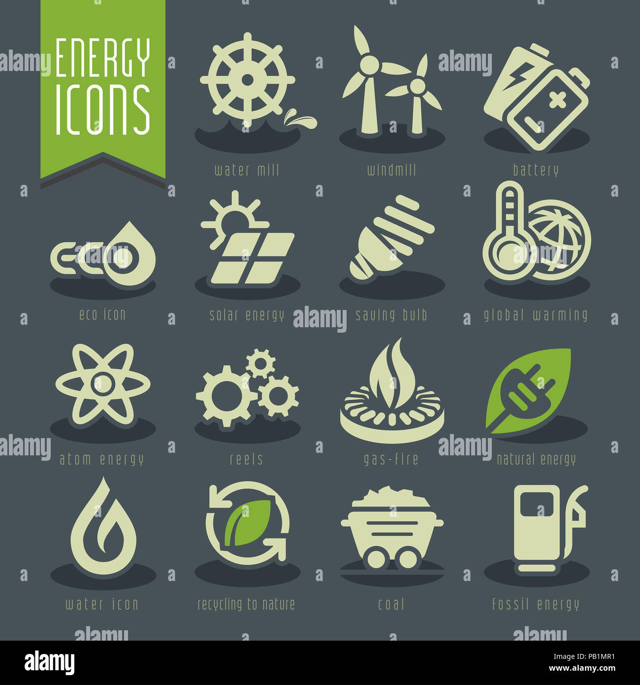 Energy icon set Stock Photo - Alamy