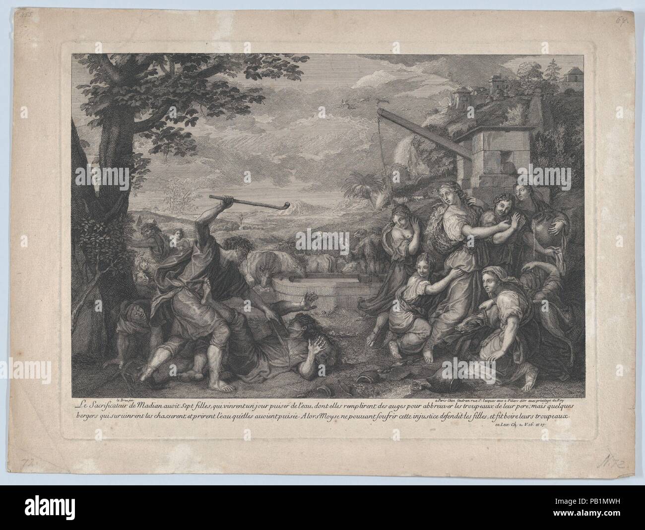 Moses Defending the Daughers of Jethro (after Le Brun). Artist: After ...