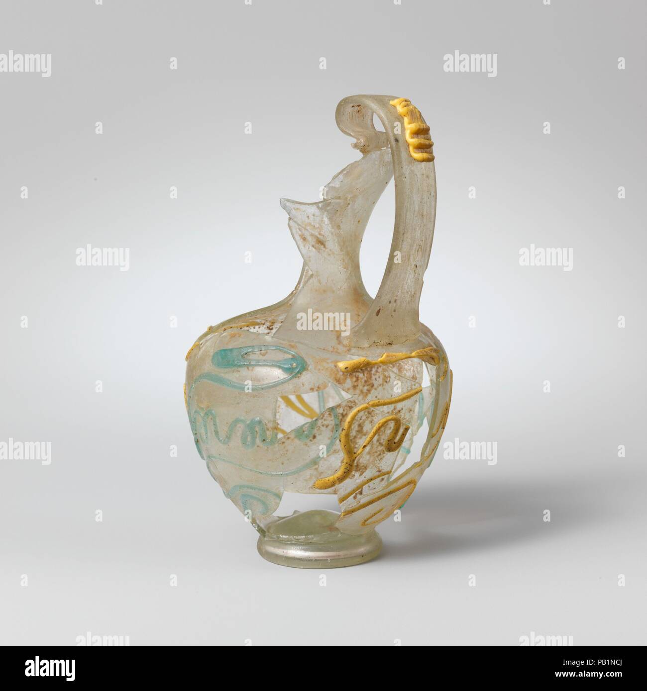 Glass jug with snake-thread decoration. Culture: Roman, Rhenish ...