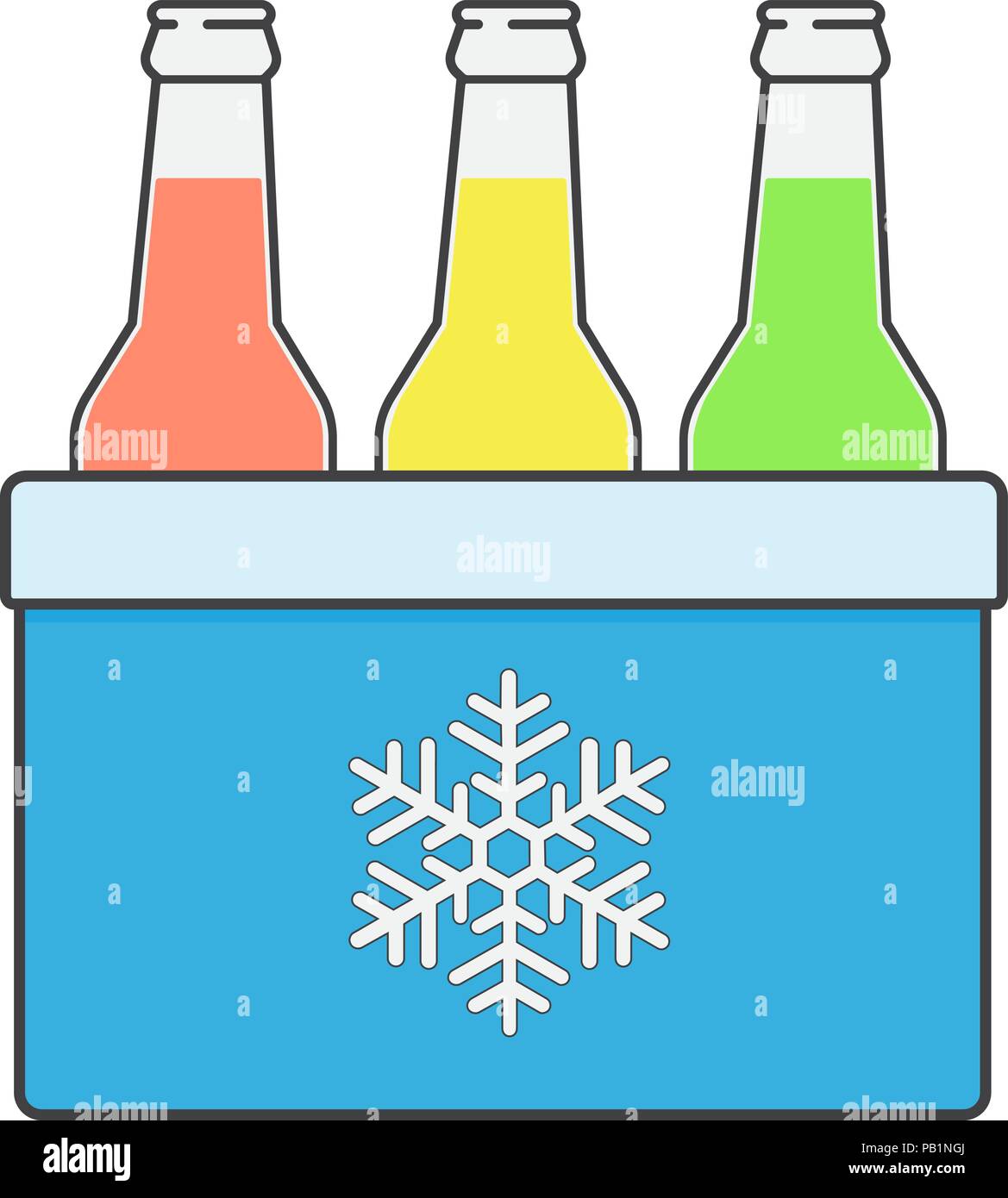 Freezer-bag in blue color. Vector illustration of drinks in a small ...