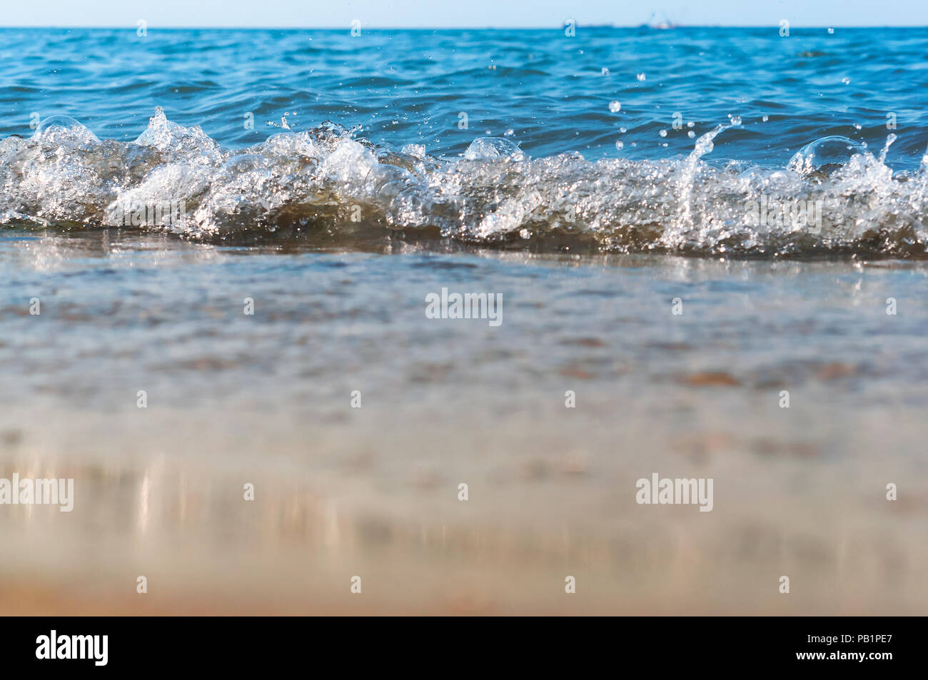 small sea wave, landscape the sky is the Baltic sea waves Stock Photo ...