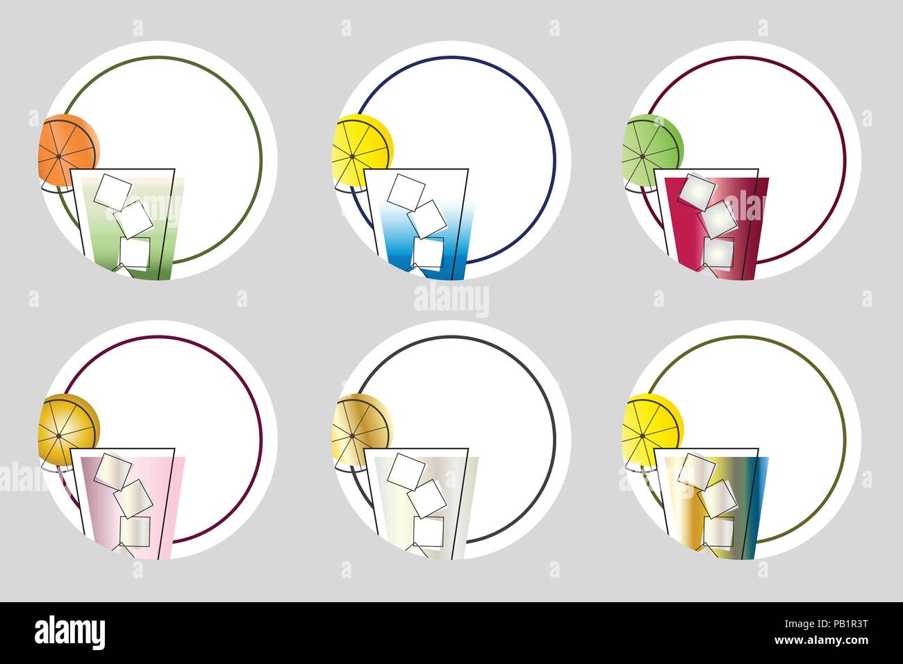 set of six coasters vector - cocktail bar concept - night club Stock ...