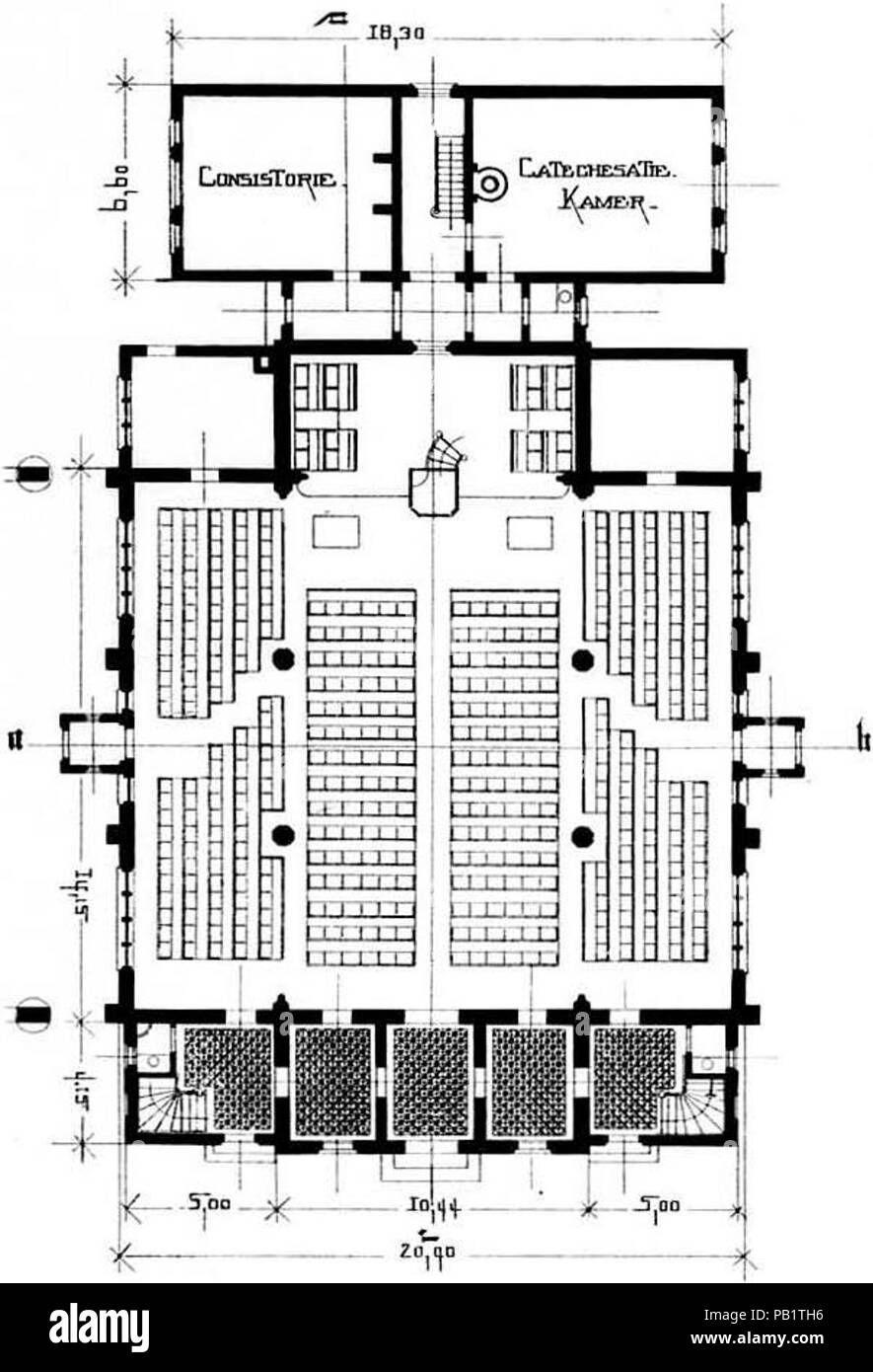 A.R. Freem Remonstrant church Arnhem plan Stock Photo - Alamy