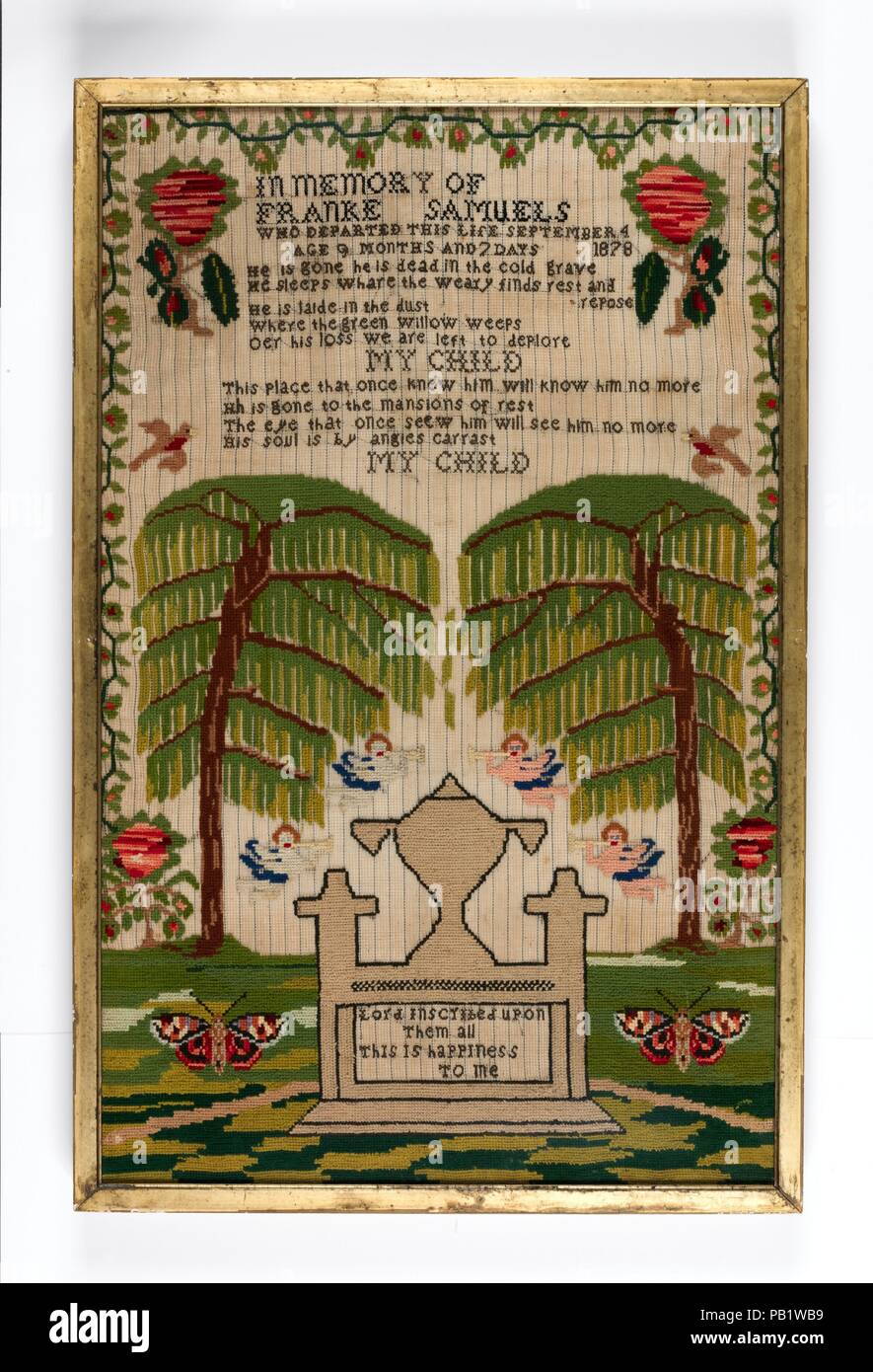Sampler. Culture: American. Dimensions: 39 1/2 × 25 1/2 in. (100.3 × 64 ...