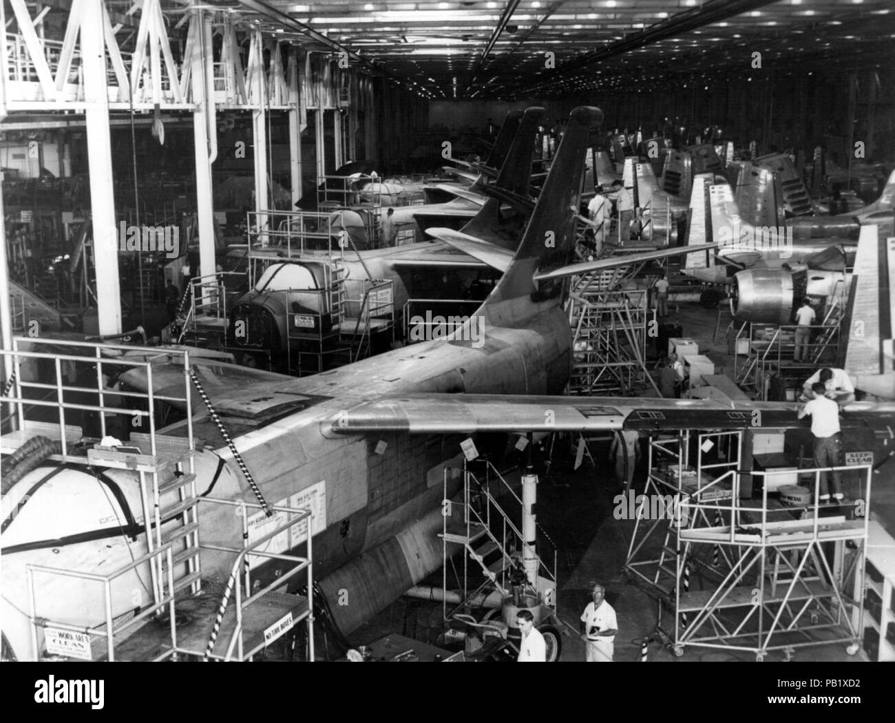 A-3 Skywarrior assembly line c1956 Stock Photo - Alamy