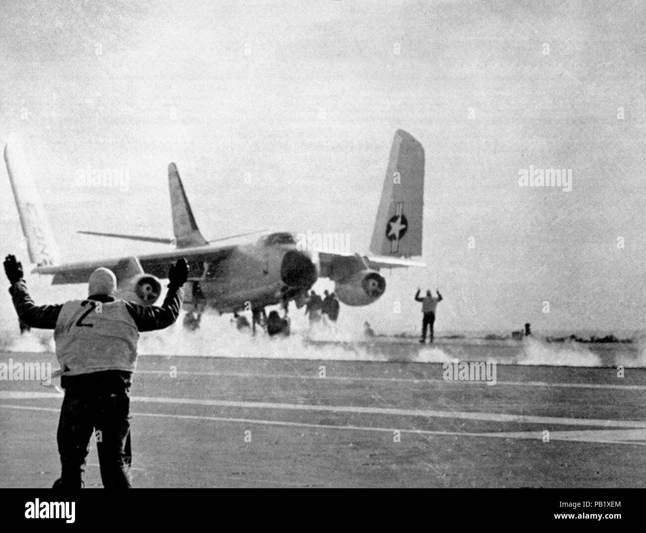 A-3B VAH-6 unfolding wings on USS Ranger (CVA-61) c1963 Stock Photo - Alamy