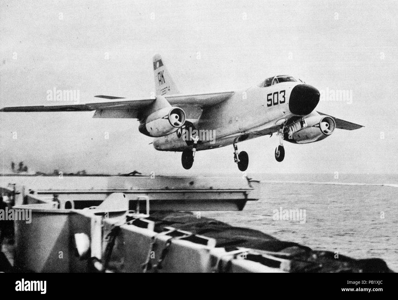 A3D-2 of VAH-5 launching from USS Forrestal (CVA-59) c1958 Stock Photo ...