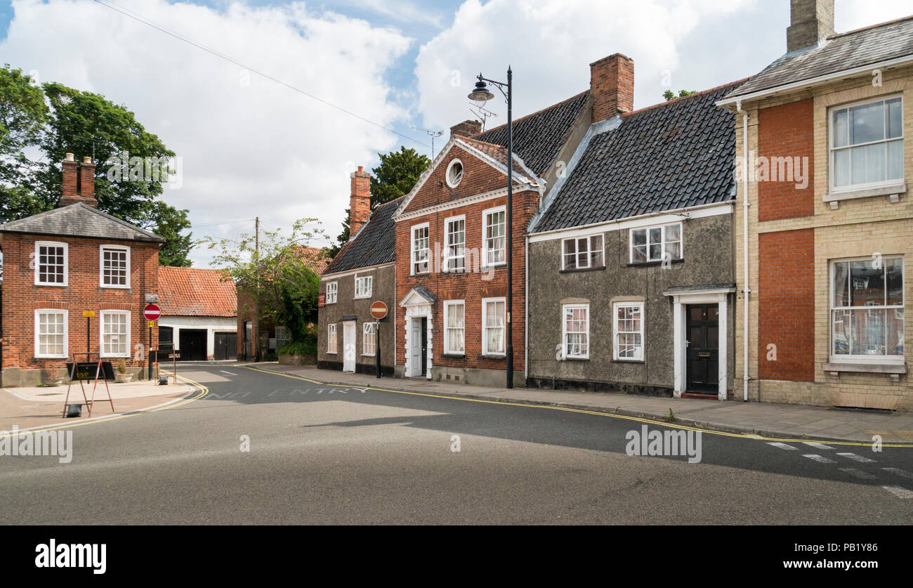 View of historic houses in Old Market, Beccles, Suffolk, UK Stock Photo ...