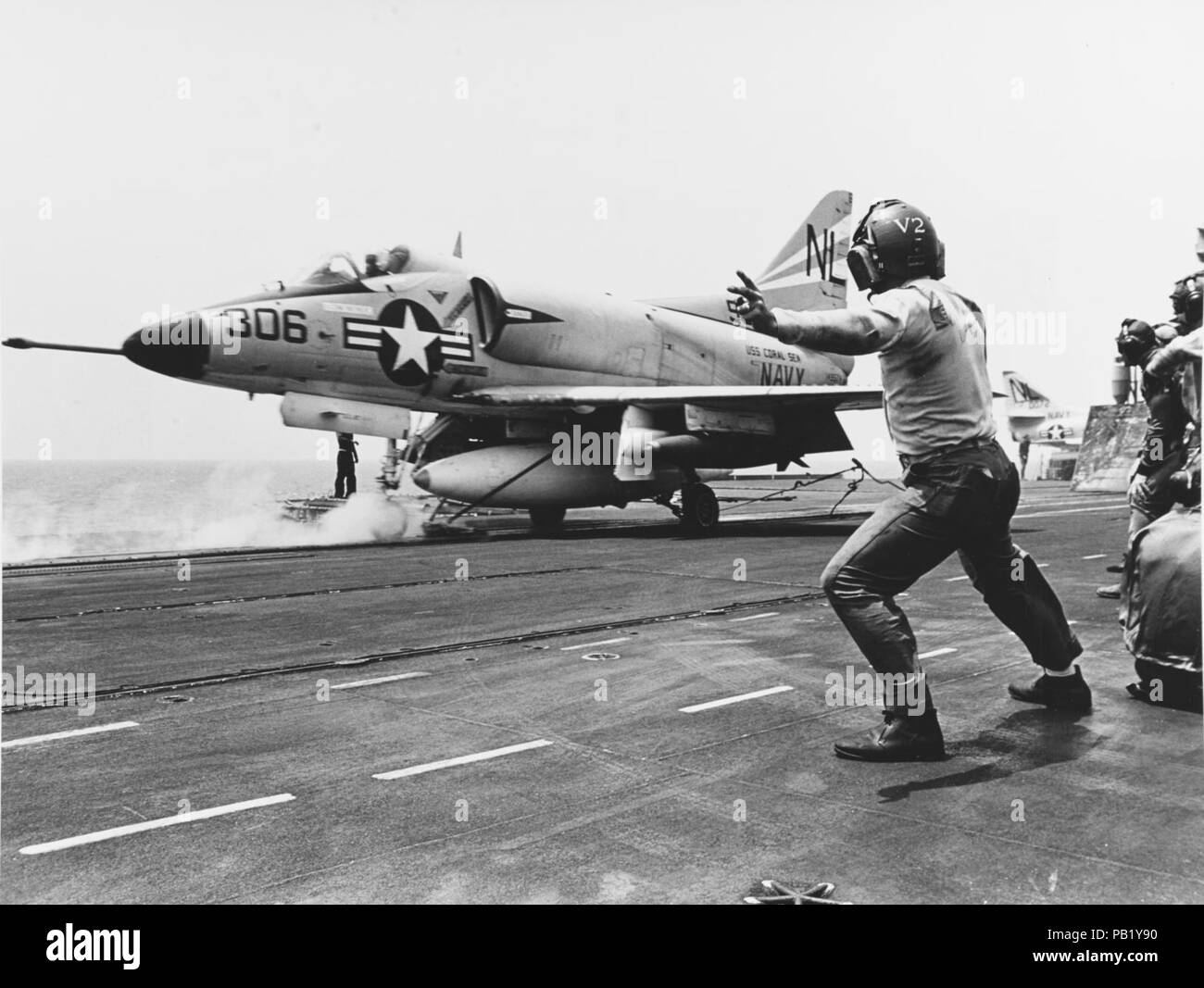 A-4C of VA-153 launches from USS Coral Sea (CVA-43) in March 1965 Stock ...