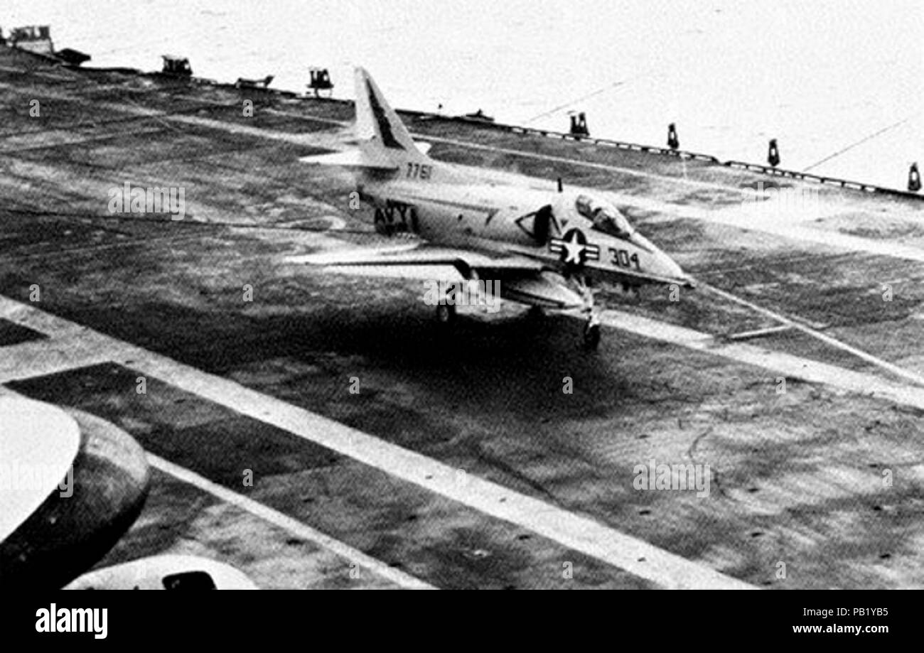 A-4C Skyhawk of VA-76 lands on USS Wasp (CVS-18) in 1968 Stock Photo ...
