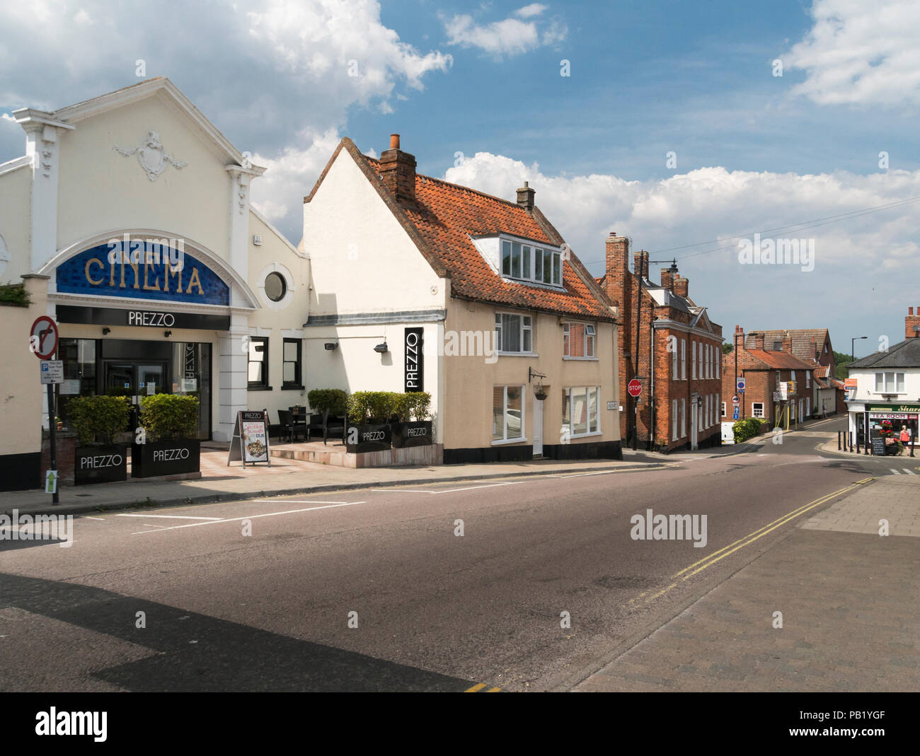 The old cinema and historic buildings in Saltgate, Beccles, Suffolk, UK ...