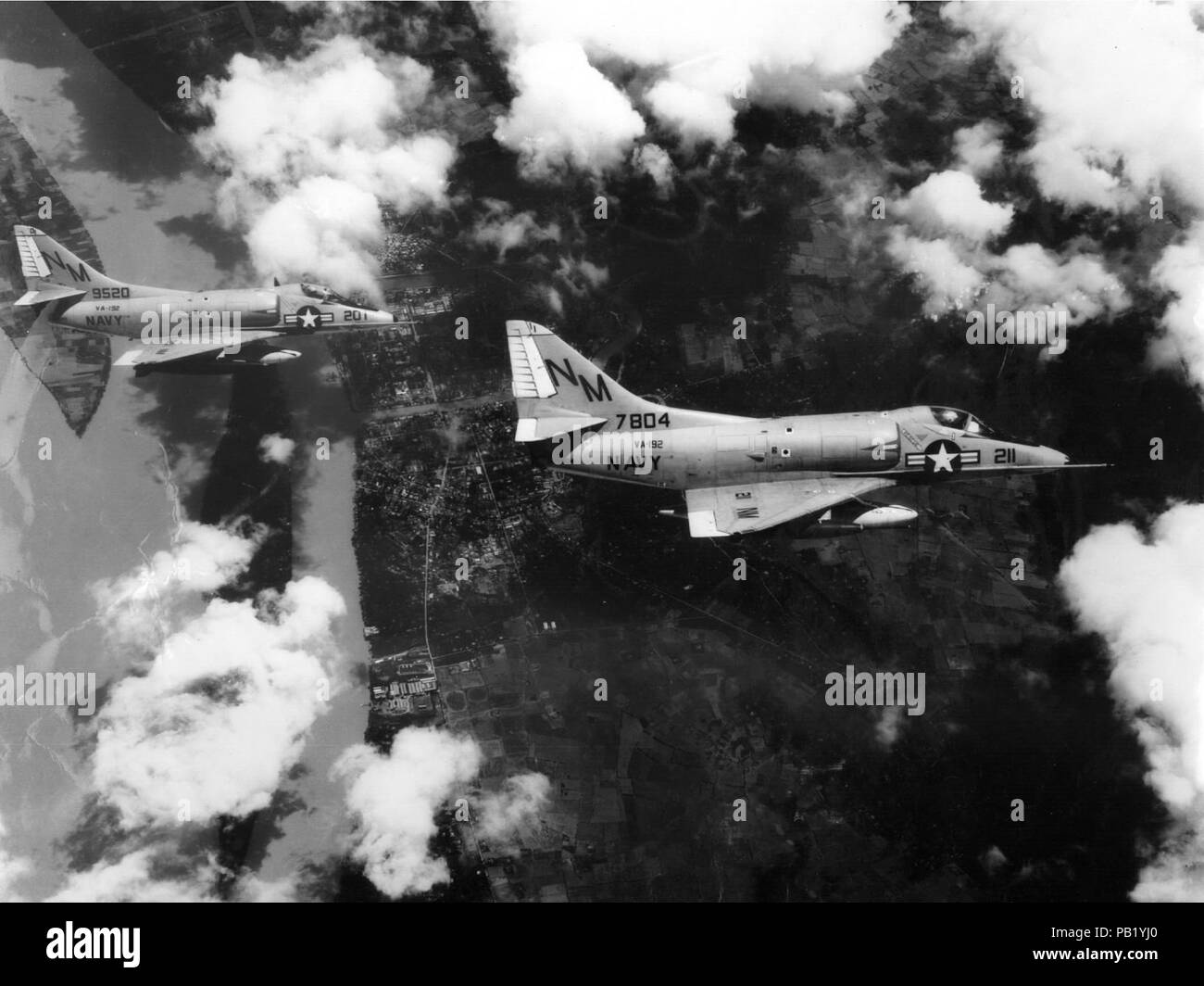 A-4C Skyhawks of VA-192 in flight over Vietnam c1965 Stock Photo - Alamy