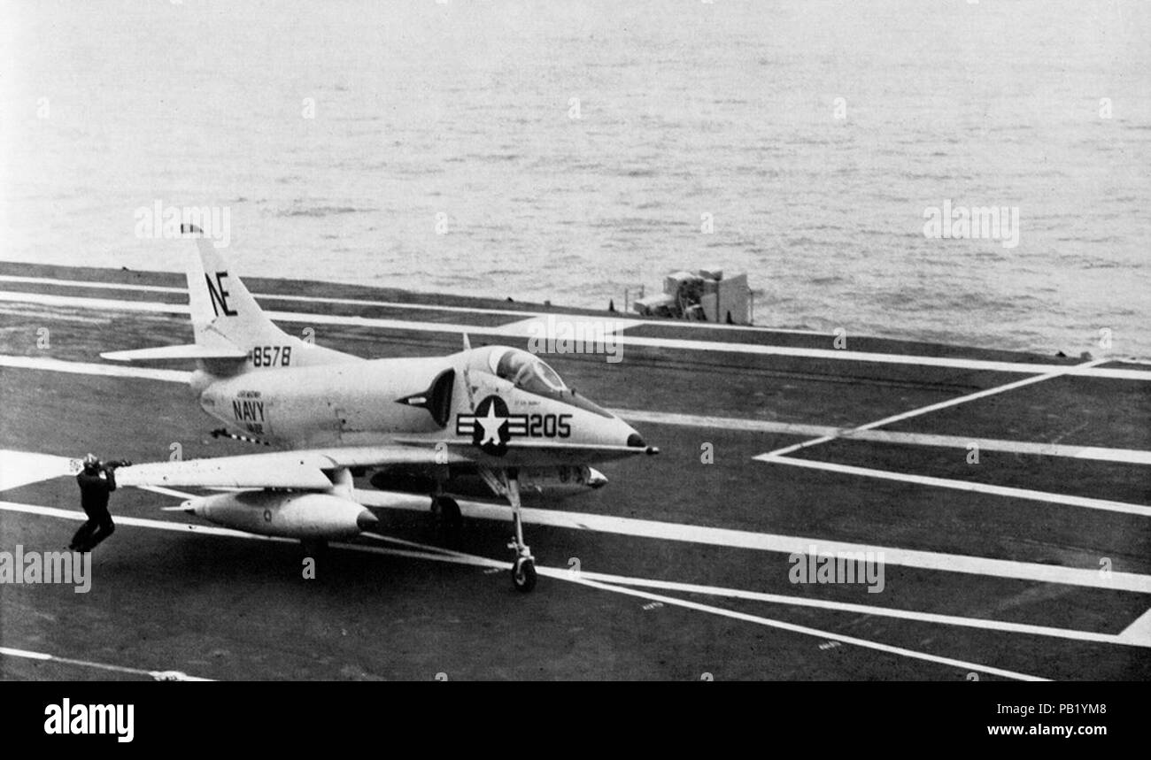 A-4C VA-22 on USS Midway (CVA-41) c1964 Stock Photo - Alamy