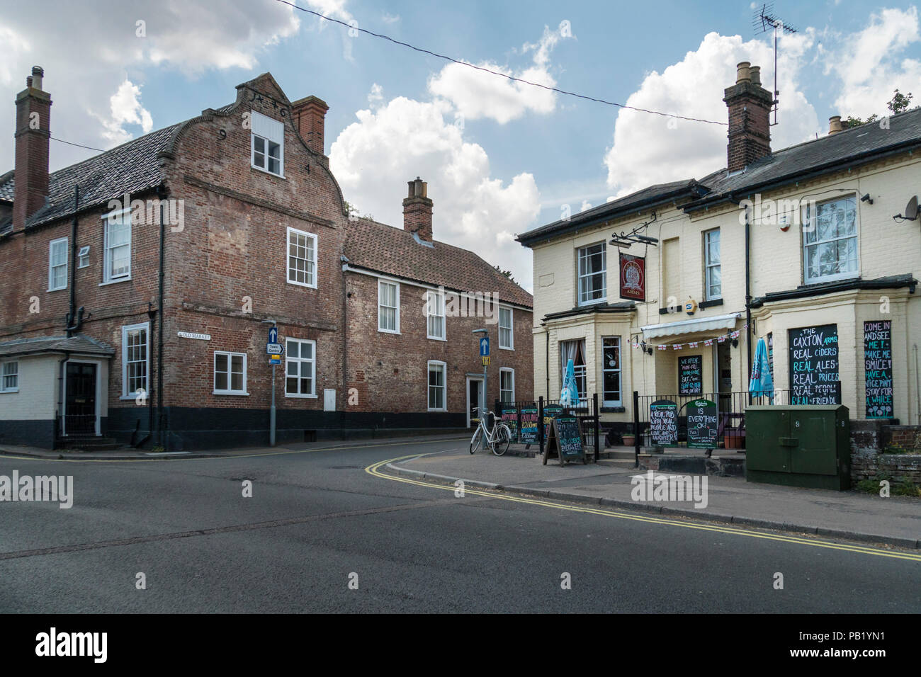 The Caxton Arms public house in the market town of Beccles, Suffolk, UK ...