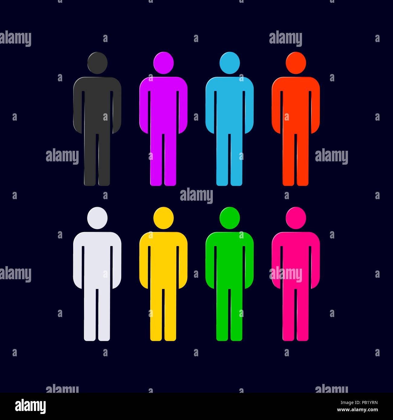 Multicolored Man Icon Set. Simple Symbols. Vector Design Elements Set ...