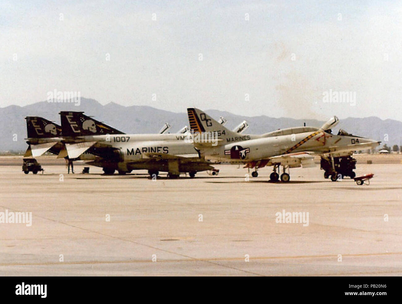 A-4E VMA-131 and two VMFA-531 F-4Ns on the flightline Stock Photo - Alamy