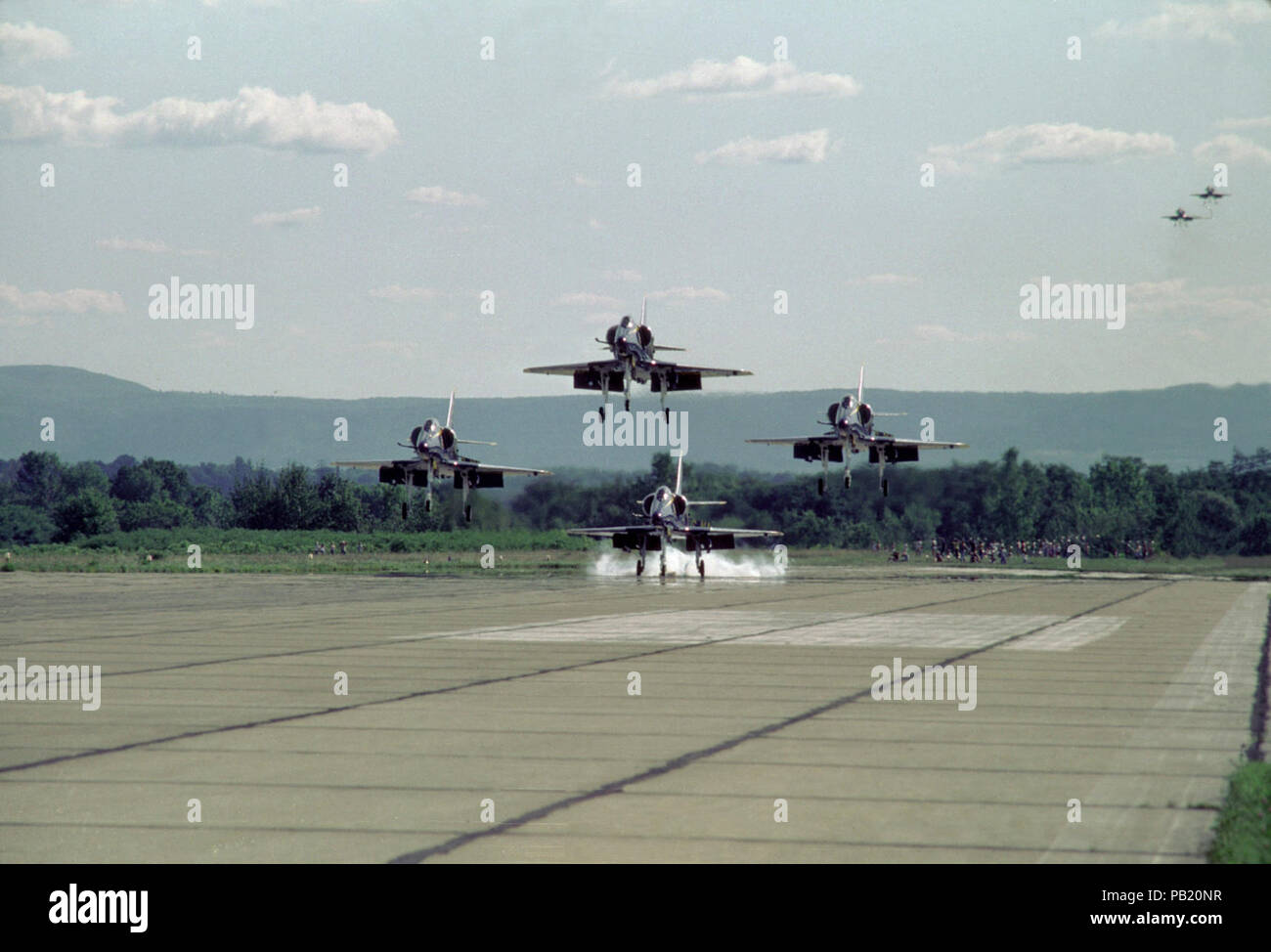 A-4F Blue Angels 4 over runway 1984 Stock Photo - Alamy
