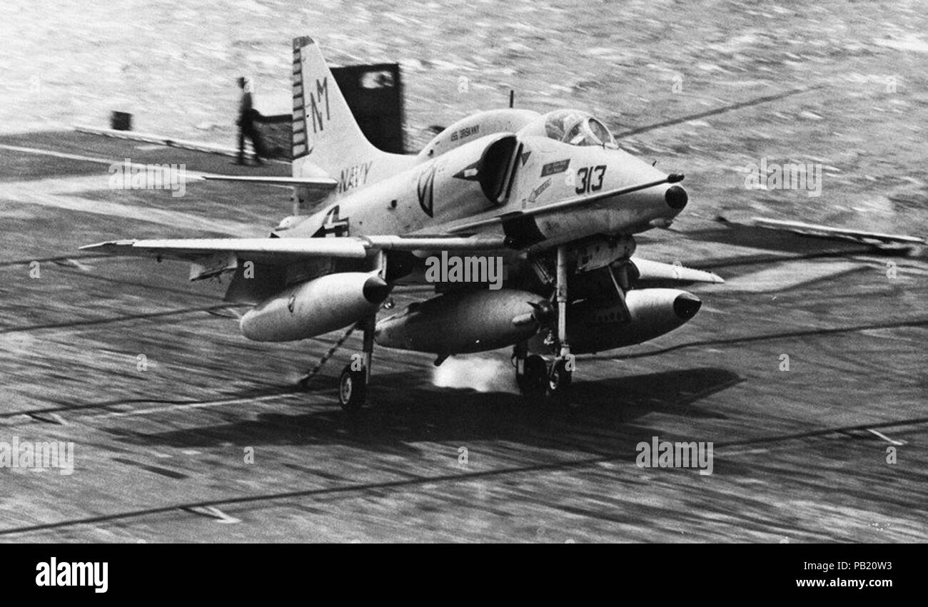 A-4F of VA-23 landing on USS Oriskany (CVA-34) 1969 Stock Photo - Alamy
