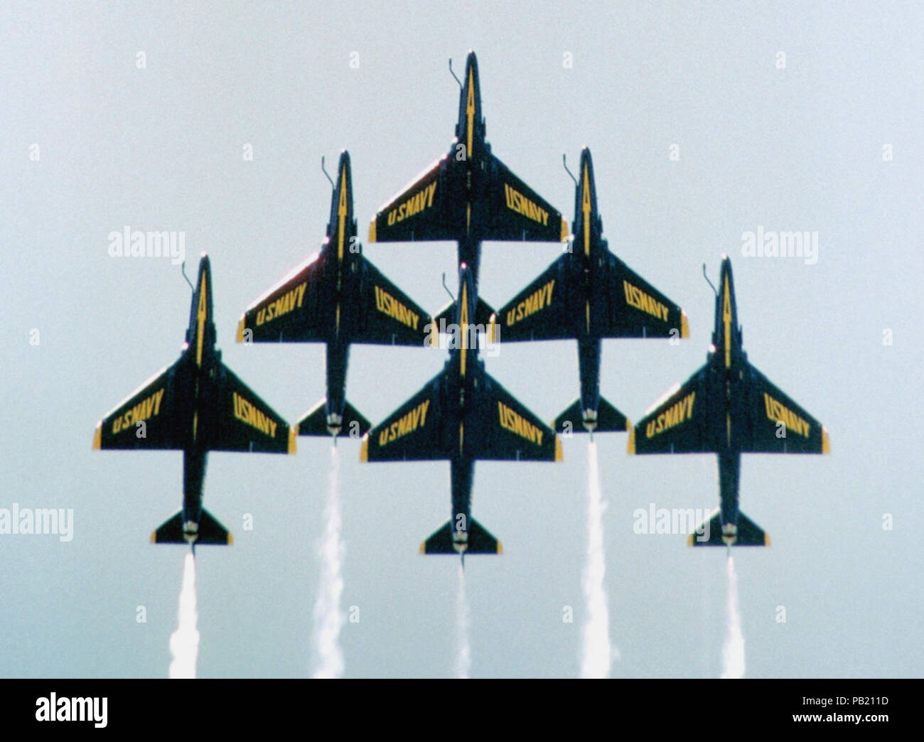 A-4Fs Blue Angels delta formation undersides 1984 Stock Photo - Alamy