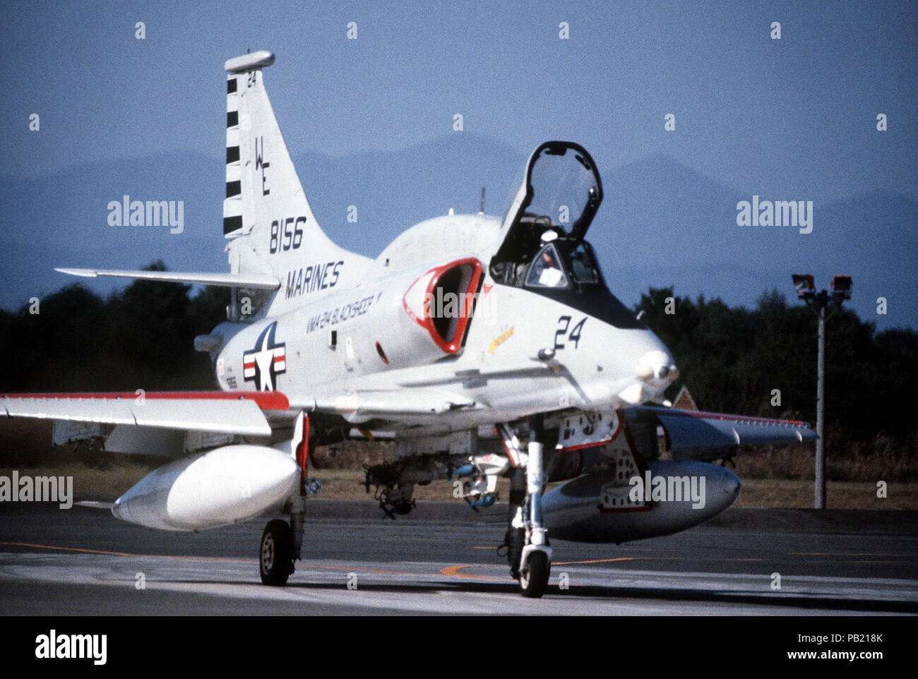 A-4M VMA-214 MisawaAB 1980. A right front view of an A-4EJ Skyhawk ...
