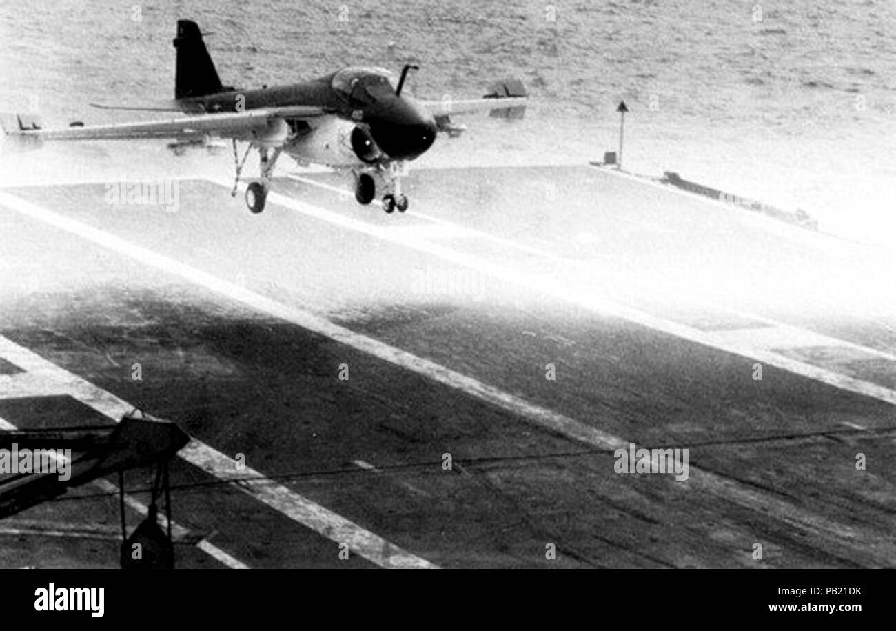 A-6A of VA-65 landing on USS Constellation (CVA-64) 1966 Stock Photo ...