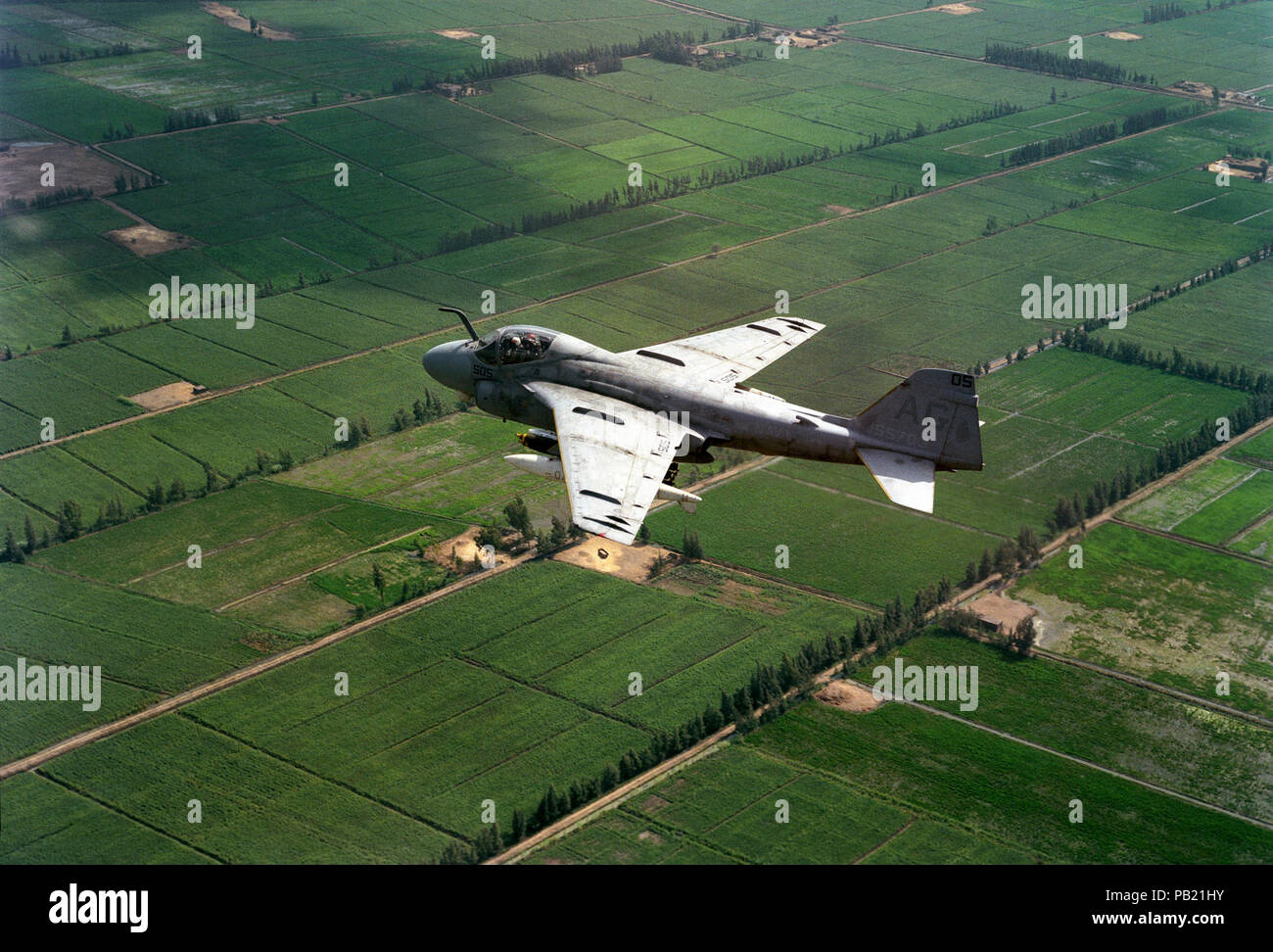 A-6E Intruder aerial view assigned to CVN-69. An air-to-air left side ...