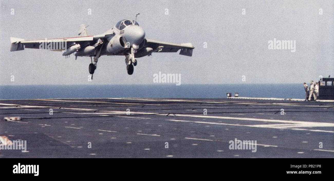 A-6E of VA-176 lands on USS Forrestal (CV-59) in 1988 Stock Photo - Alamy