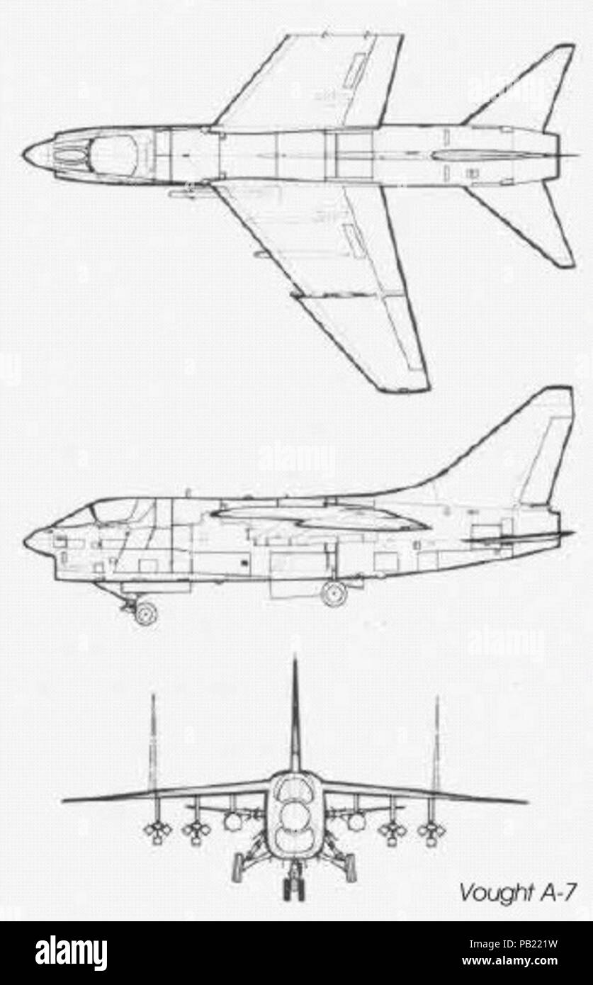 A-7A 3-side-drawing NAN5-70 Stock Photo - Alamy