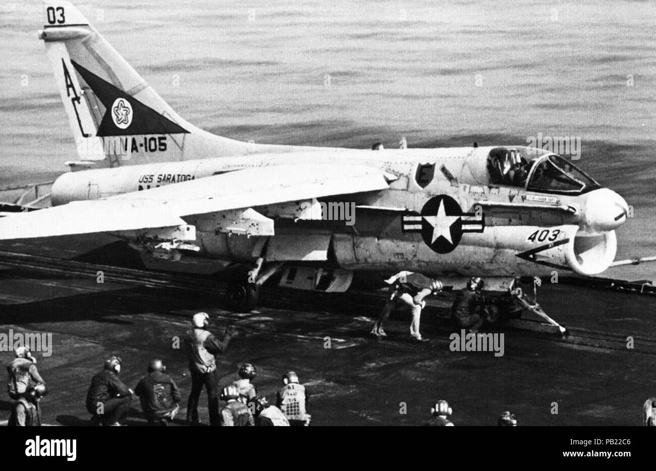 A-7E Corsair II of VA-105 on USS Saratoga (CV-60) in 1976 Stock Photo ...