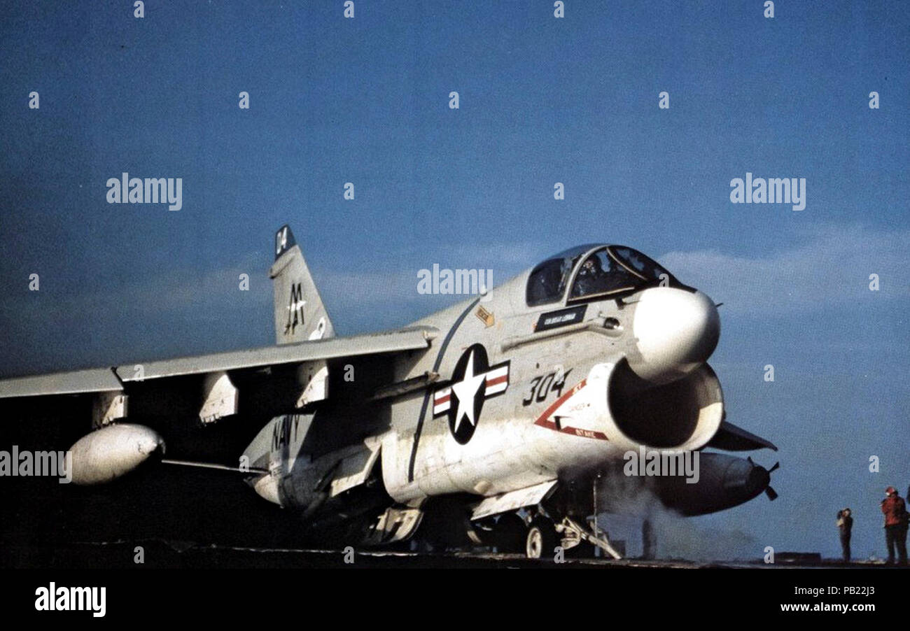 A-7E of VA-83 on cat of USS Forrestal (CV-59) 1981 Stock Photo - Alamy
