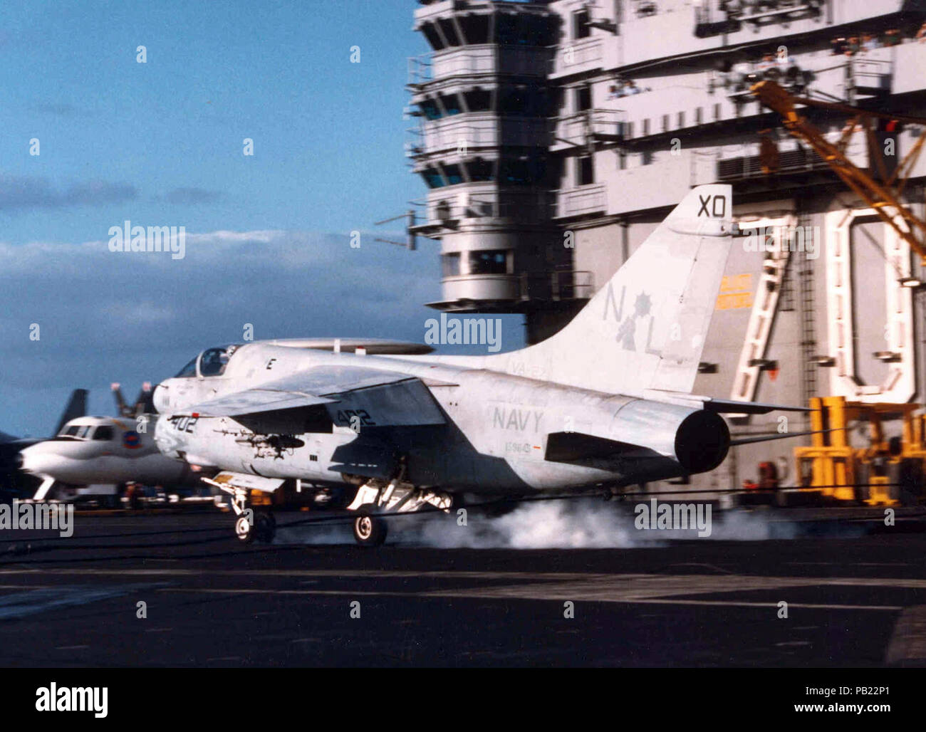 A-7E VA-27 landing on CVN-70 1987 Stock Photo - Alamy