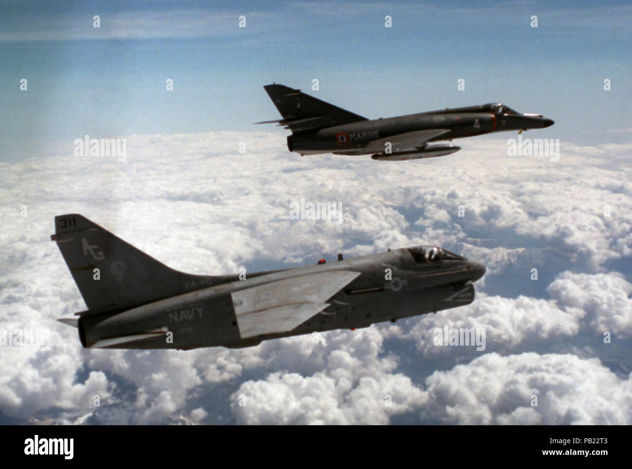 A-7E VA-46 and Super Etendard in flight 1988 Stock Photo - Alamy