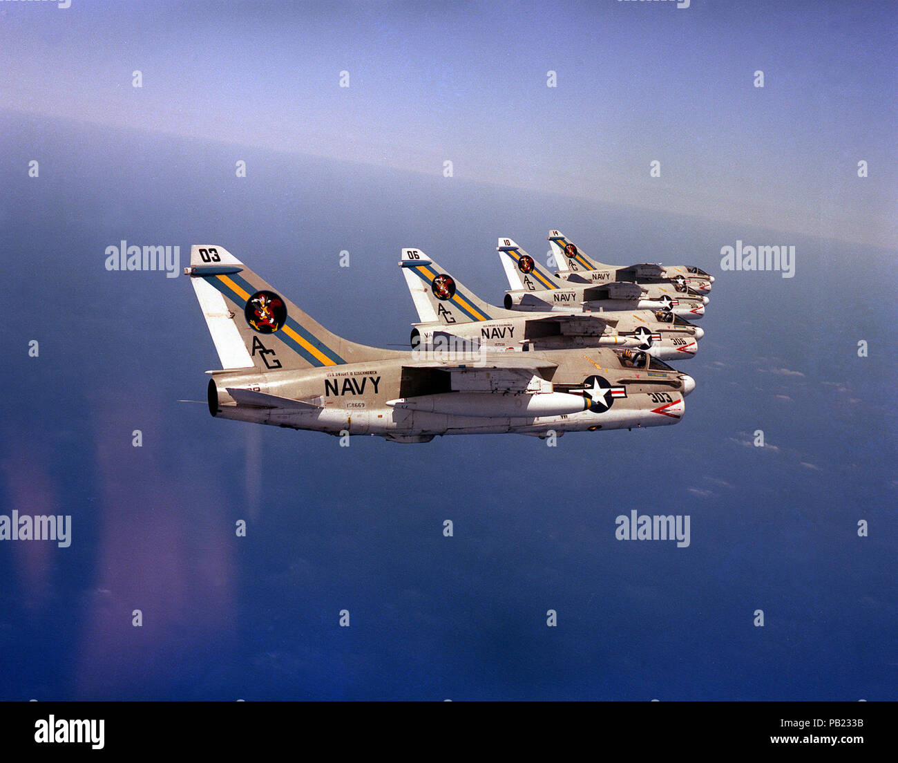 A-7Es VA-66 1983. An air-to-air view of four A-7E Corsair II aircraft ...
