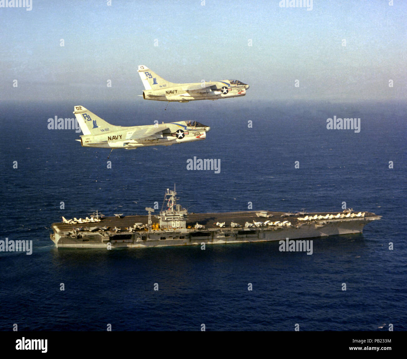 A-7Es VA-82 over USS Nimitz (CVN-68) 1979 Stock Photo - Alamy
