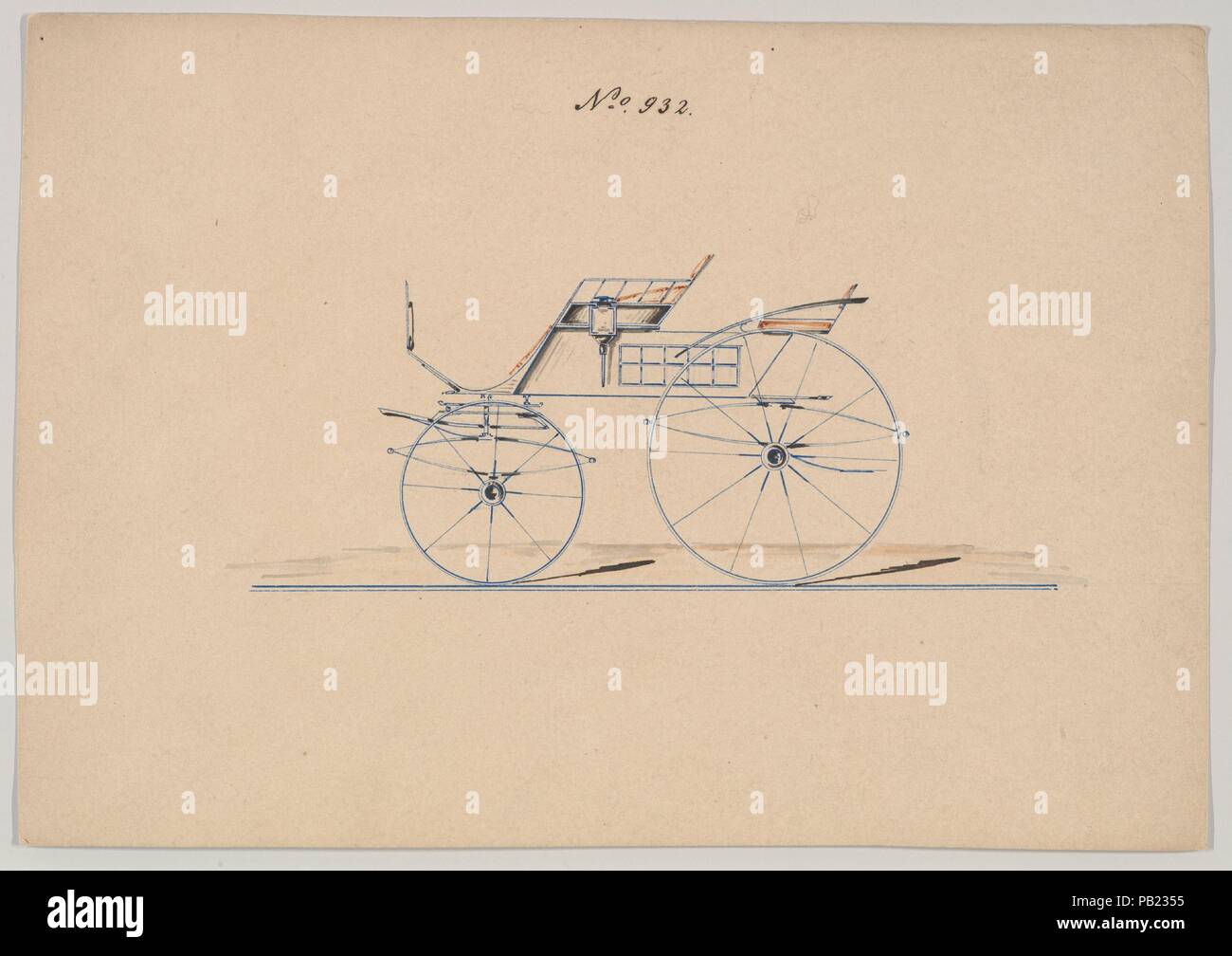 Design for 4 seat Phaeton, no top, no. 932. Dimensions: sheet: 6 1/4 x ...