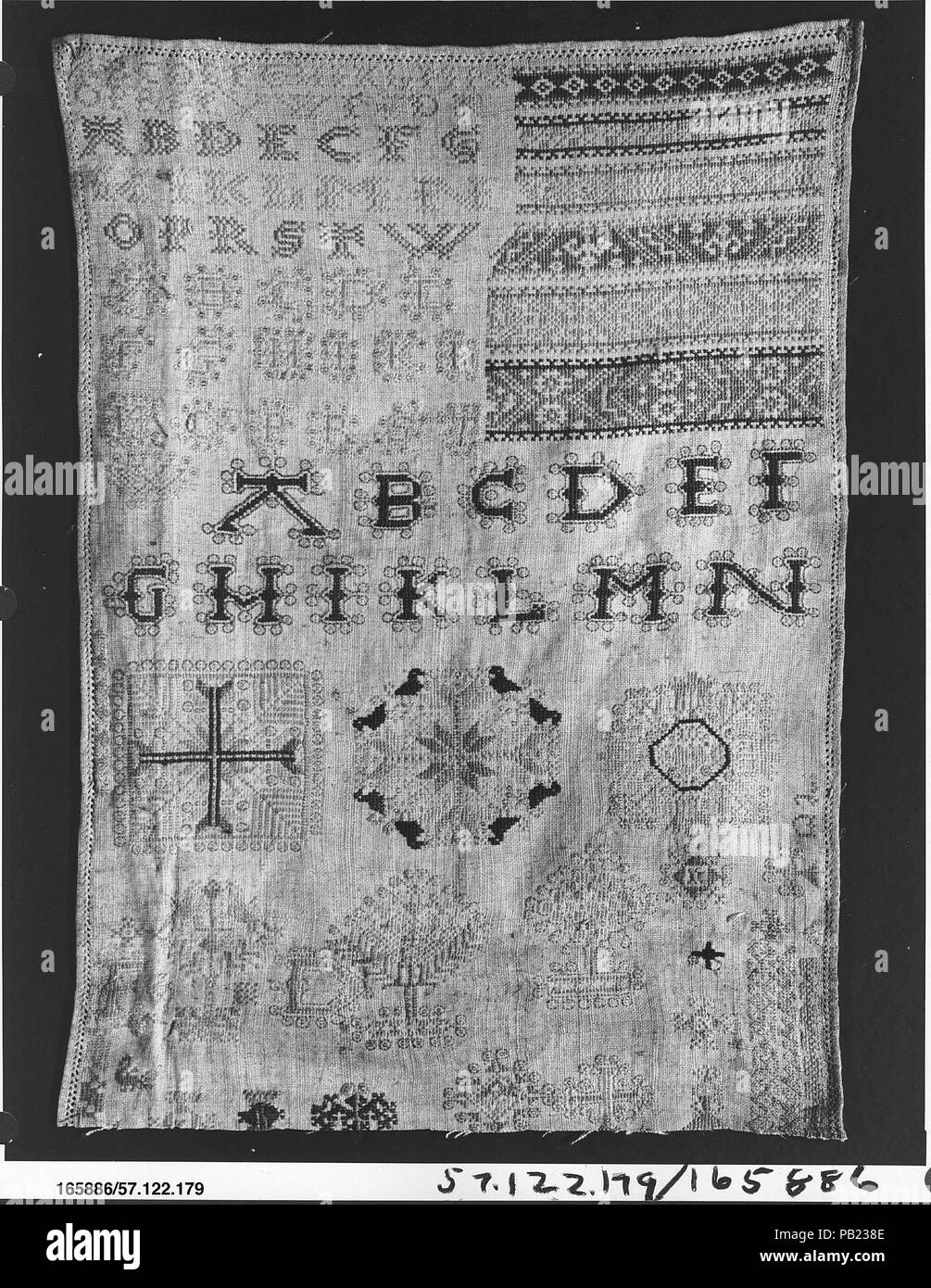 Sampler. Culture: Dutch. Dimensions: H. 17 1/4 x W. 12 1/4 inches (43.8 ...